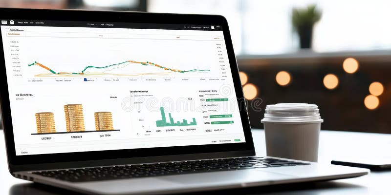 Laptop Screen Portfolio Chart Growth Analytics Graph Stock Illustration ...