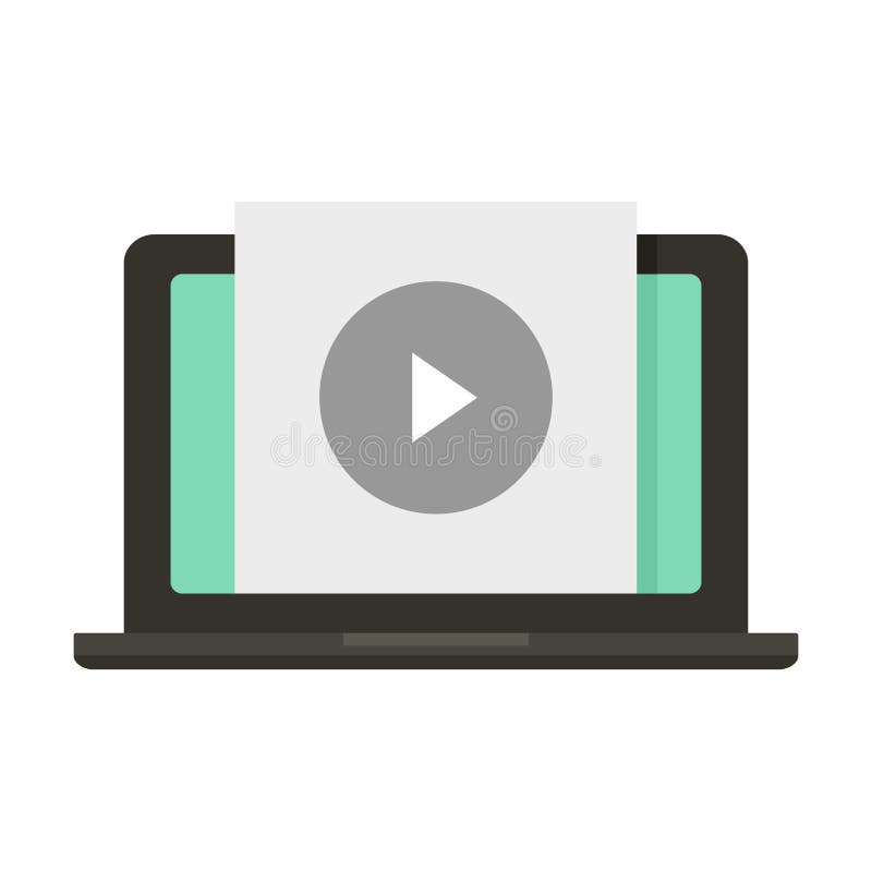 Laptop Screen Recording Icon Flat Isolated Vector Stock Illustration ...