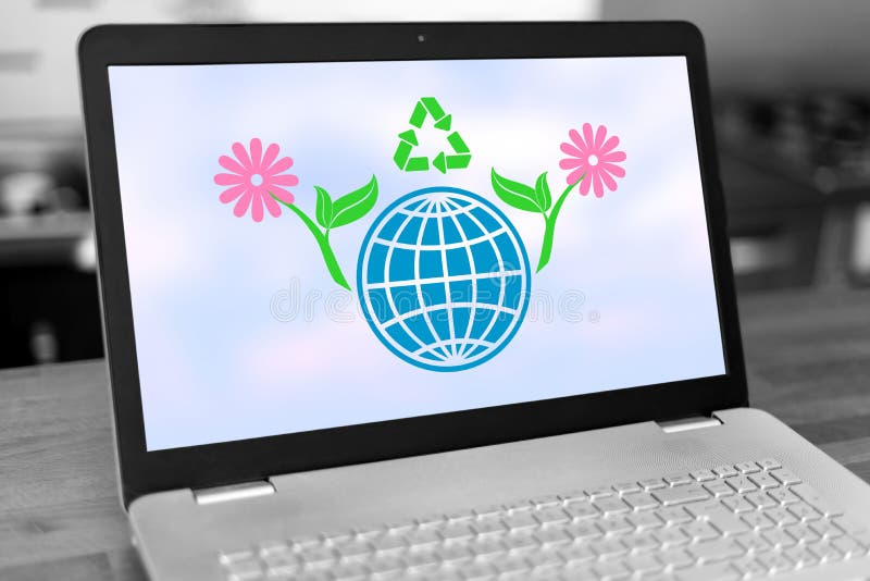 Recycling Concept on a Laptop Stock Image - Image of flower, concept ...