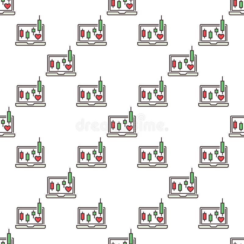 Laptop Screen with Red Heart with a Candlestick Graph Vector Passion ...