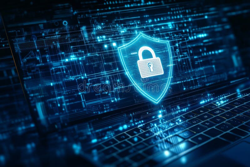 A Laptop Screen with a Shield and Padlock Icon, Illustrating the ...