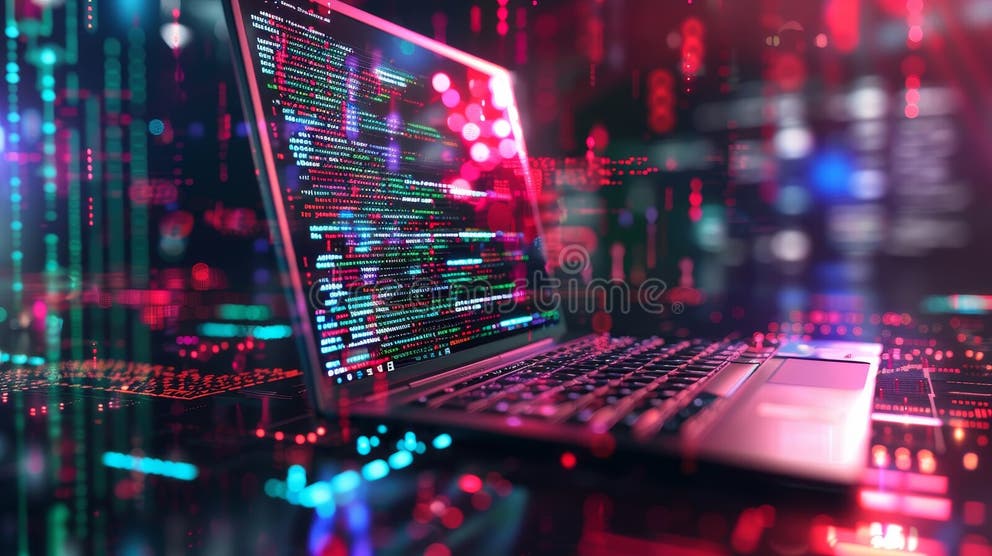 A Laptop with a Screen Showing Abstract Programming Languages and ...