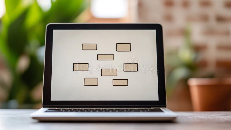 Laptop Screen Showing Blank Boxes for Content Planning Organization and ...