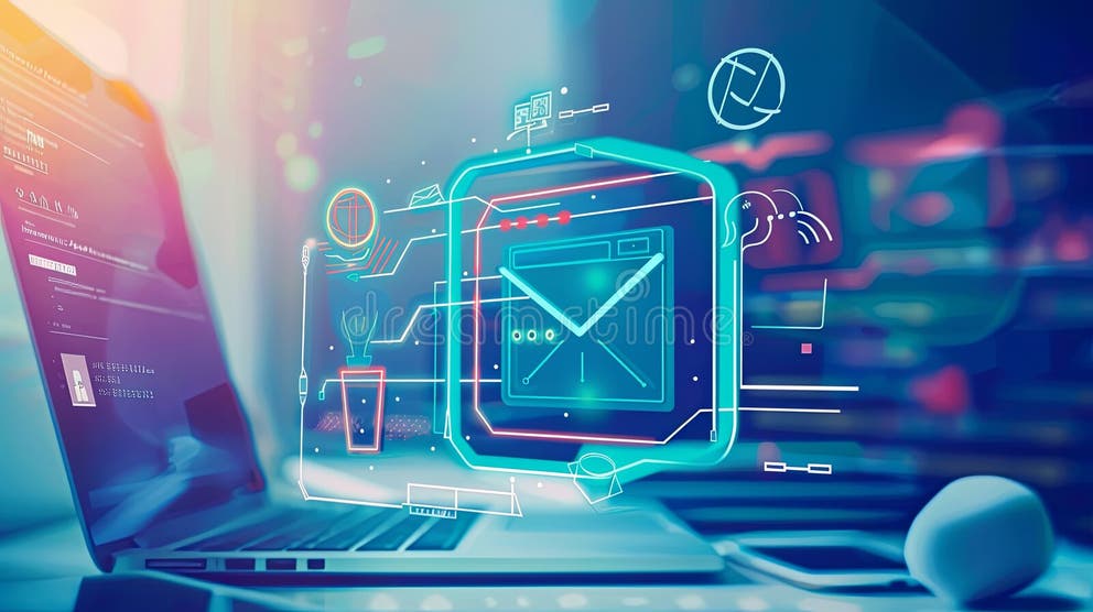 A Laptop Screen Showing a Clear Mail Icon, Symbolizing Online ...