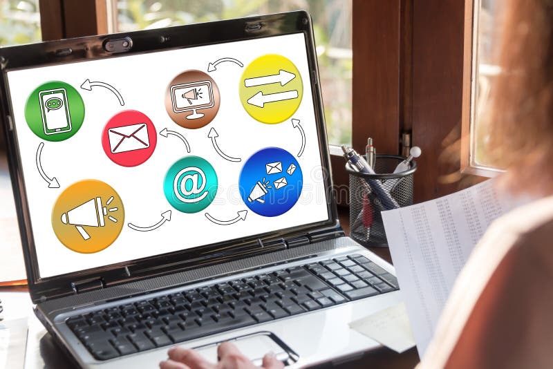 Communication Concept on a Laptop Screen Stock Photo - Image of ...