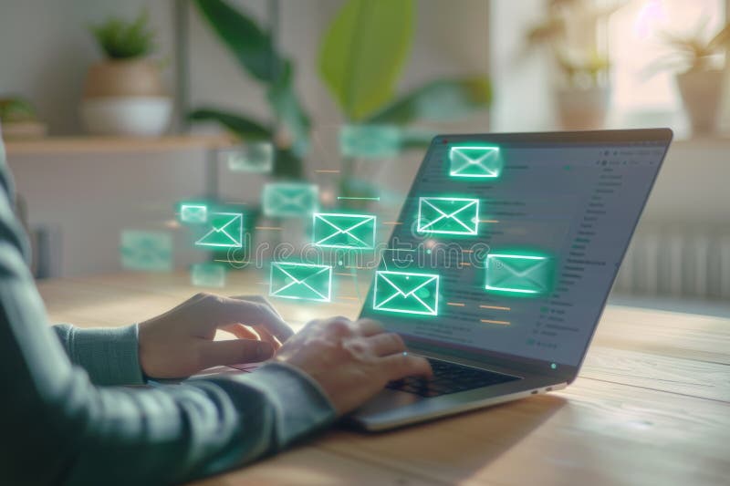Laptop Screen Showing Email Interface for Sending and Receiving ...