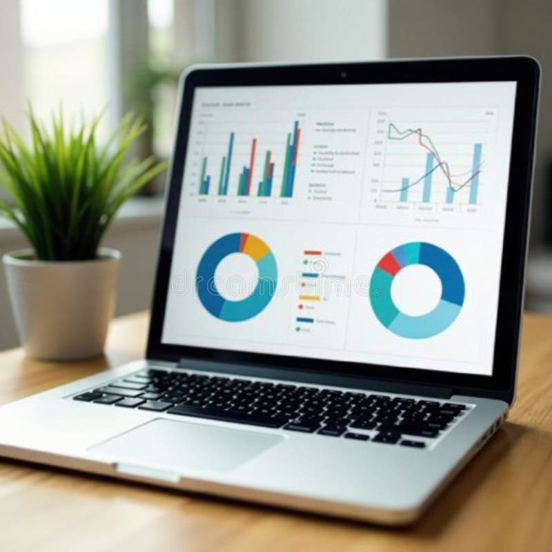 Laptop Screen Showing Graphs, Financial Documents, Charts, Budget ...