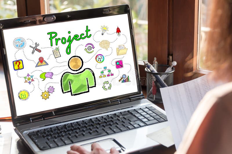 Project Concept on a Laptop Screen Stock Image - Image of project ...