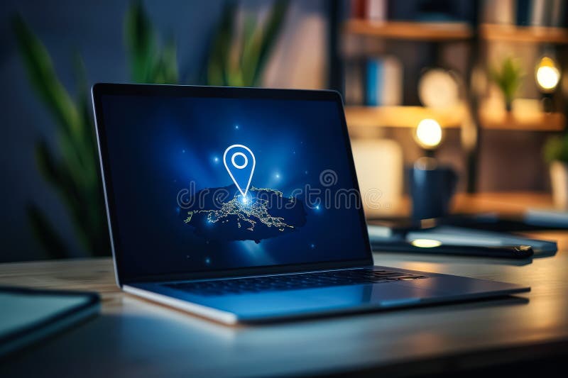 Blue Location Pin Background Shows Navigation Destination Concept Stock ...