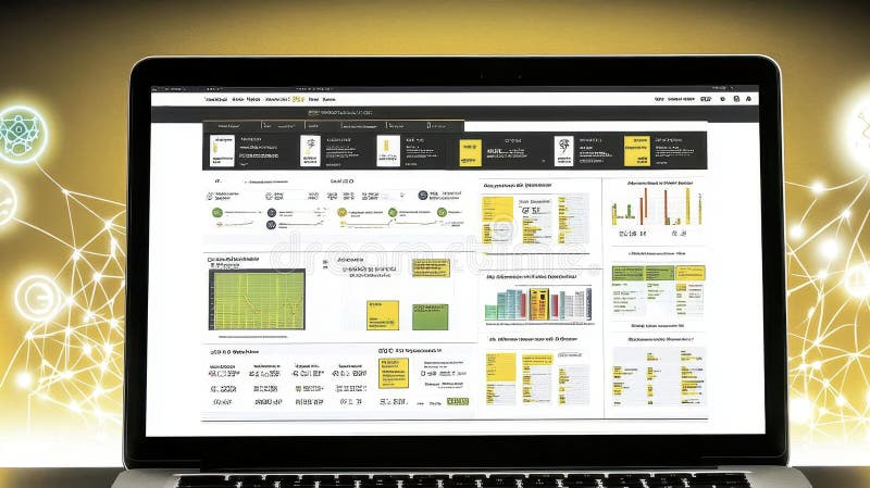 A Laptop Screen Shows a Graph with a Lot of Numbers and a Yellow ...