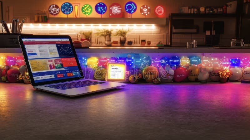 A Laptop is Open on a Counter with a Sign that Says & X22;Luck& X22 ...