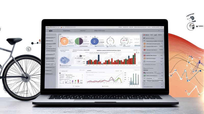 A Laptop Screen Shows a Graph of a Bicycle& X27;s Speed and Distance ...