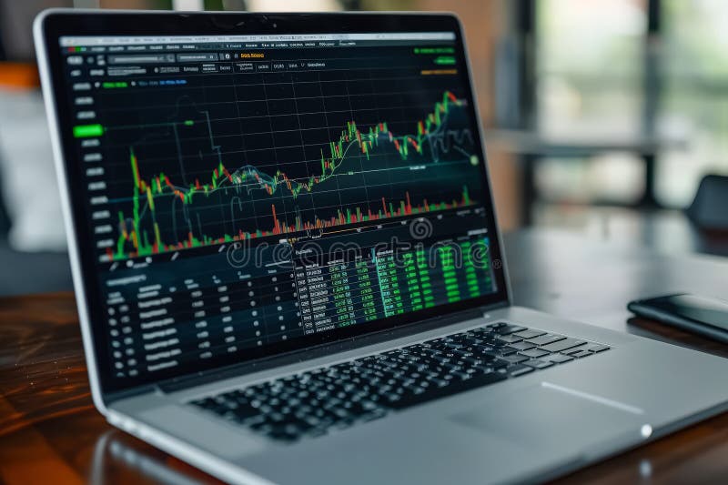 Laptop Screen Shows Graph Blue Background Network Stock Photos - Free ...