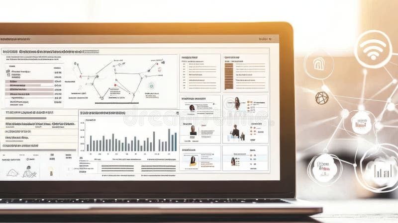 A Laptop Screen Shows a Graph with a Lot of Data Points Stock ...