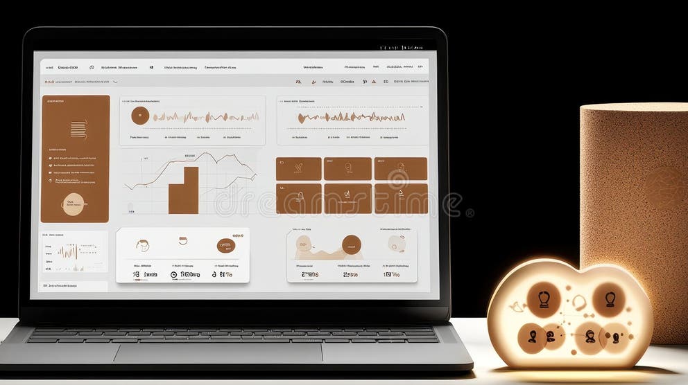 A Laptop Screen Shows a Graph with a Lot of Numbers Stock Photo - Image ...