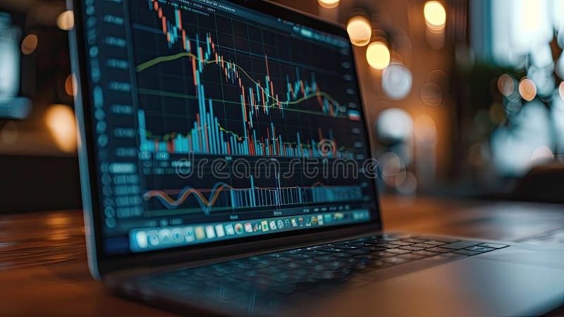A Laptop Screen Shows a Graph of Stock Prices Stock Photo - Image of ...
