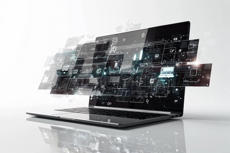 A Laptop Screen Shows a Map of the World with a Lot of Data on it Stock ...