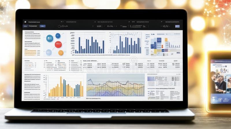 Laptop Screen Shows Number Graphs Charts Stock Photos - Free & Royalty ...