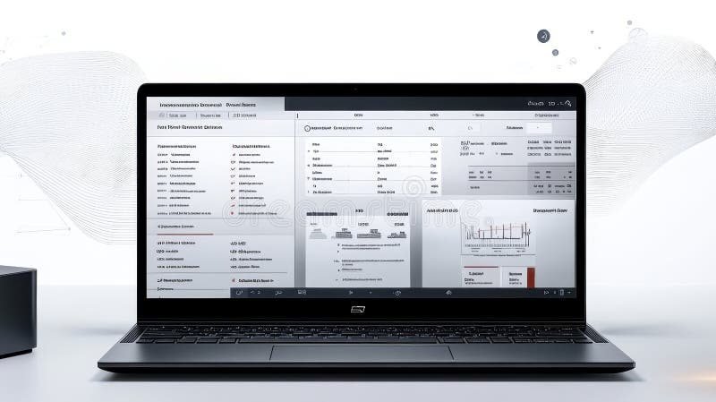 A Laptop Screen Shows a Number of Windows Open Stock Illustration ...