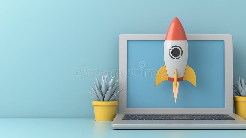 The Laptop Screen Shows a Virtual Simulation of a Detailed Countdown ...