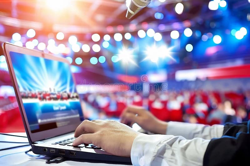 Laptop Screen Streaming Corporate Event Illustrates Tech S Impact on ...