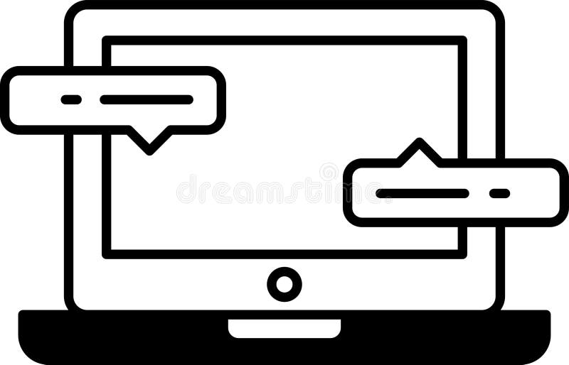 A Laptop Screen with Two Chat Bubbles on it Stock Vector - Illustration ...