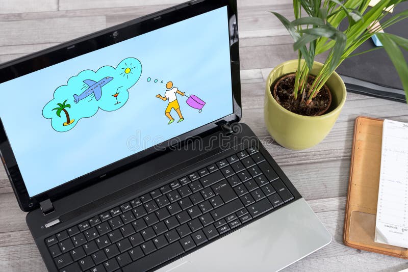 Vacation Concept on a Laptop Stock Photo - Image of travel, holiday ...