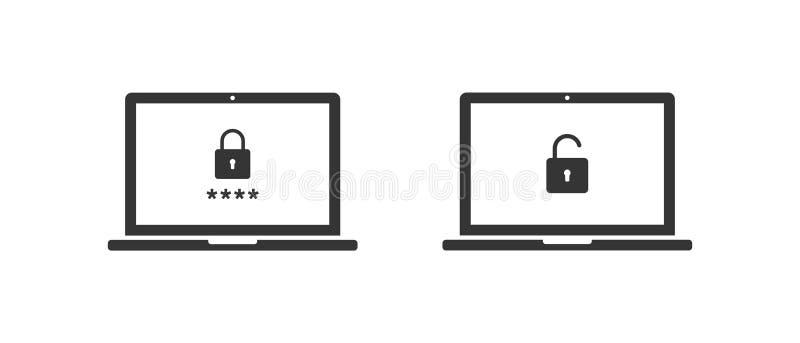 Laptop Screen Vector Icon. Password Protection Security Symbol Stock ...