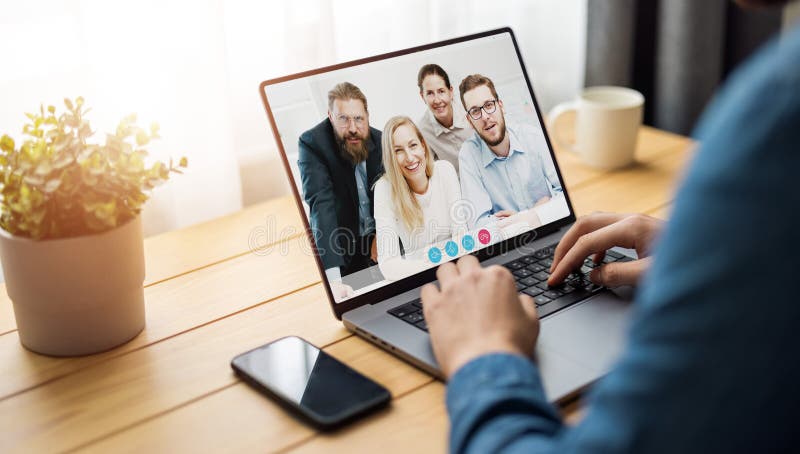 Laptop screen videochat stock image. Image of meeting - 258329679