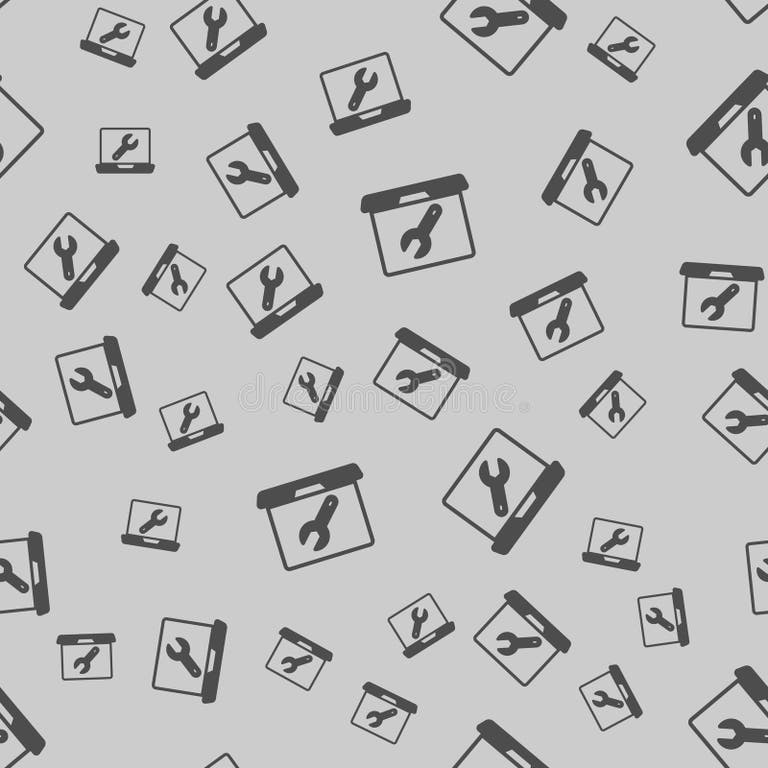 Laptop Screen with Wrench Solid Seamless Pattern, Repair Service Theme ...