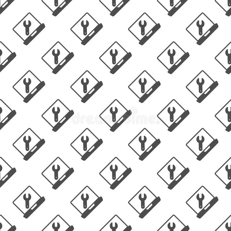 Laptop Screen with Wrench Solid Seamless Pattern, Repair Service Theme ...