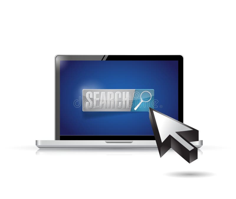 Laptop Search Button and Cursor Illustration Stock Illustration ...