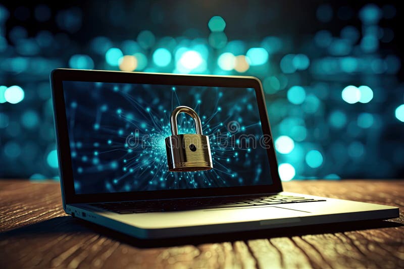 Laptop Security Concept, Generative AI Stock Illustration ...
