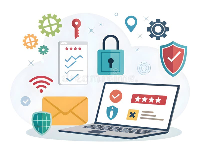 Laptop Security with Data Protection Concept Illustration Stock ...