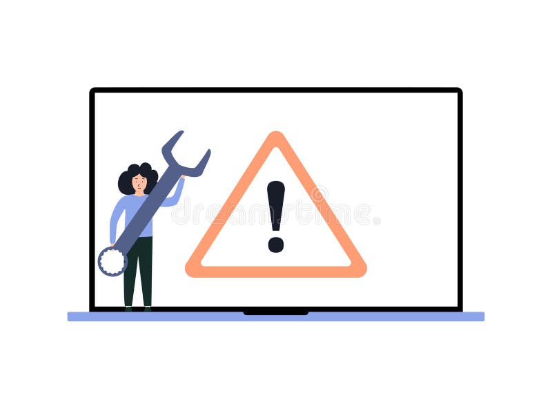 Laptop Security Issues. Warning Sign on the Monitor Stock Vector ...