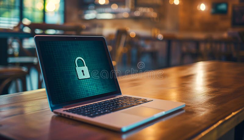 Laptop with Security Lock on Screen Stock Illustration - Illustration ...