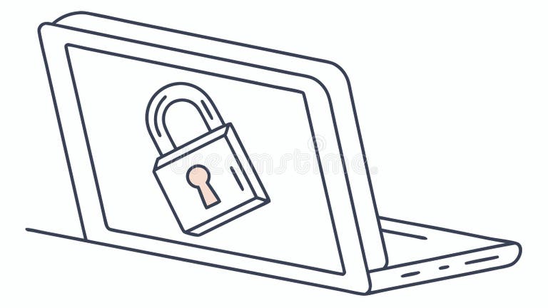 Laptop Security, Protected Device and Data Encryption. Vector Design ...