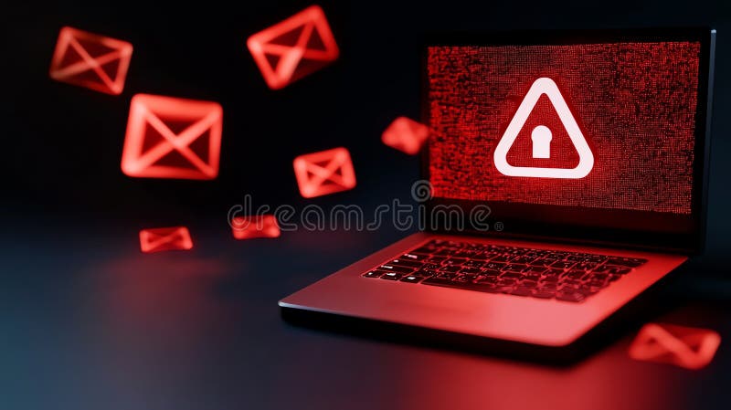 Laptop with Security Warning Symbol, Digital Threat Concept Stock ...