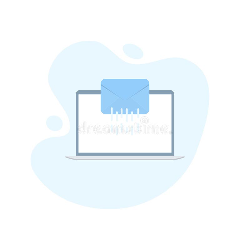 Laptop with Send Message Icon in Excellent Flat Design. Vector ...