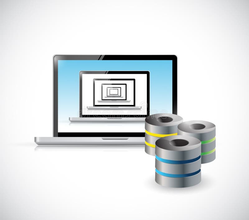 Laptop with Big Server and Globe Stock Image - Image of server ...