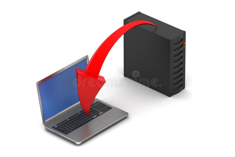 Laptop with server stock illustration. Illustration of community - 53778816