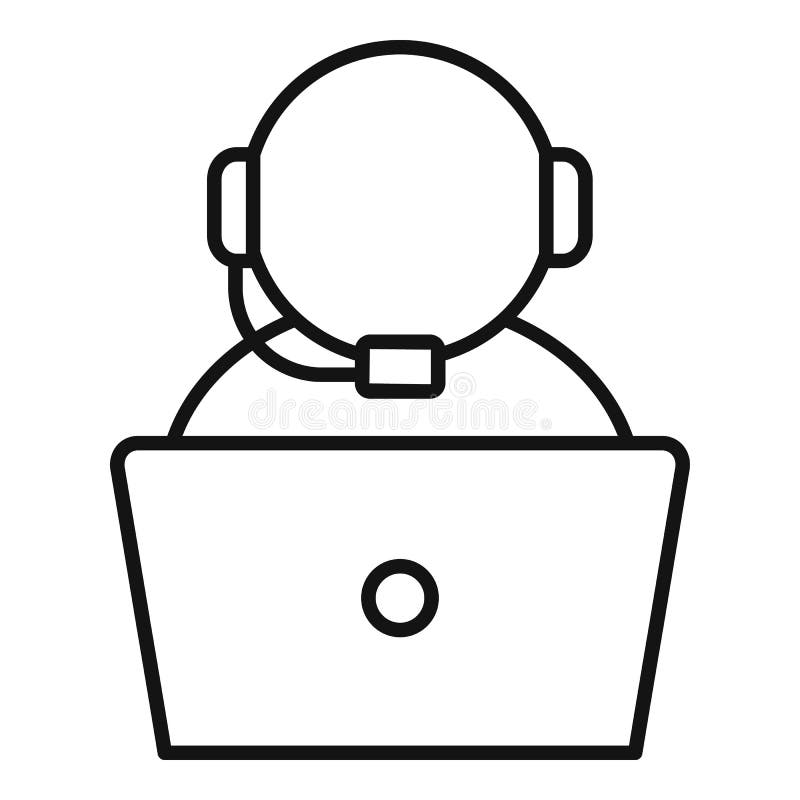 Laptop Service Support Icon, Outline Style Stock Vector - Illustration ...