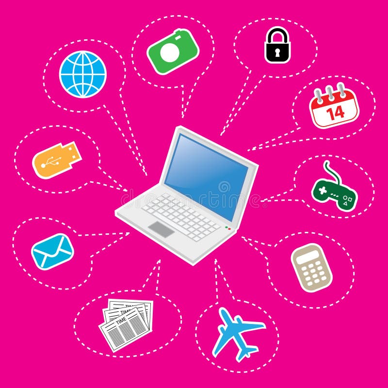 Laptop and Set of Computer and Electronics Icon Stock Vector ...