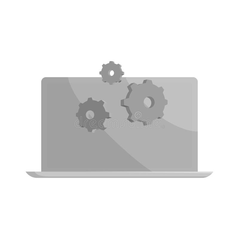 Laptop Settings Icon, Black Monochrome Style Stock Vector ...