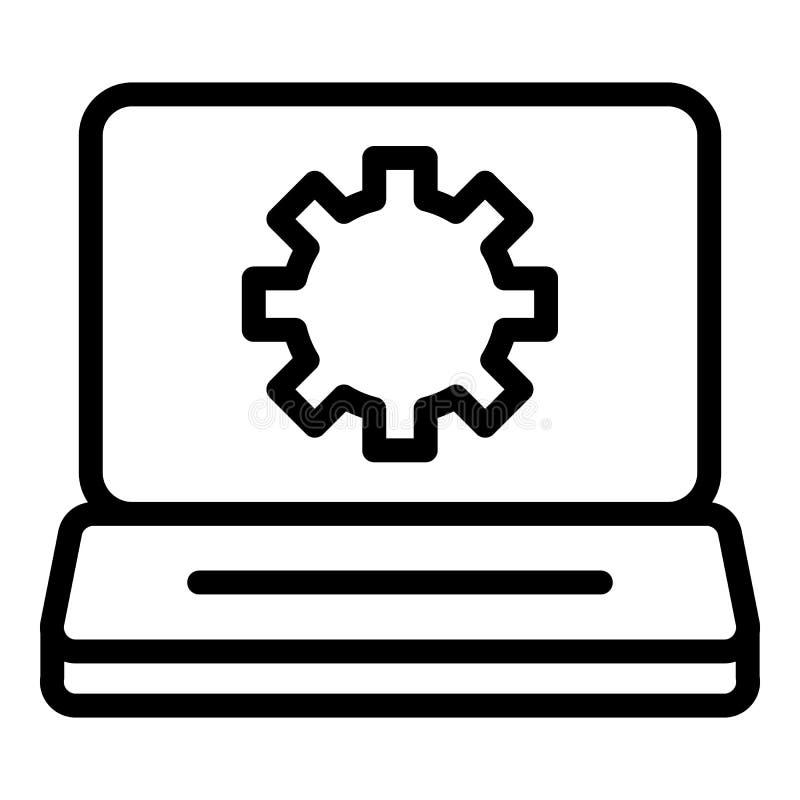 Laptop Settings Icon, Outline Style Stock Vector - Illustration of ...