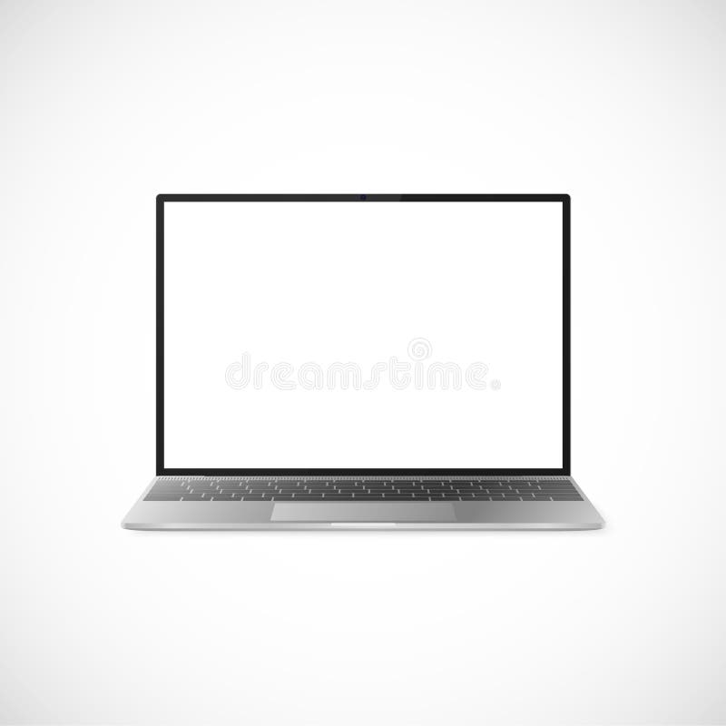 Laptop with Shadow Isolated on White Background. Laptop Design with ...