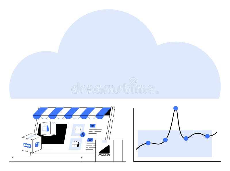 E-Commerce Growth Cloud Solutions and Market Trends Analysis Visualization Stock Illustration ...