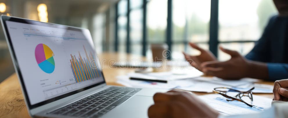 The Laptop Showcasing Data Analytics during a Collaborative Business ...