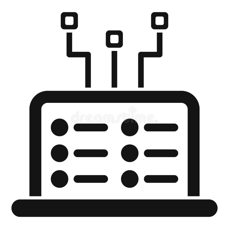 Laptop Showing Big Data Analysis with Signals Icon Stock Vector ...