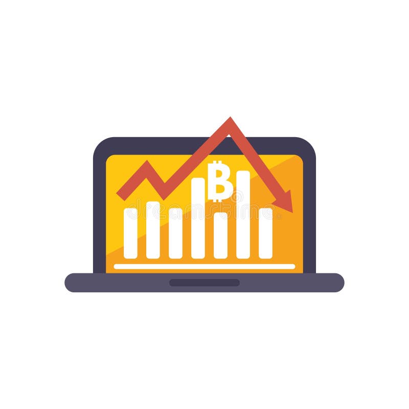 Bitcoin Value Down Chart Displaying on Laptop Screen Stock Illustration ...